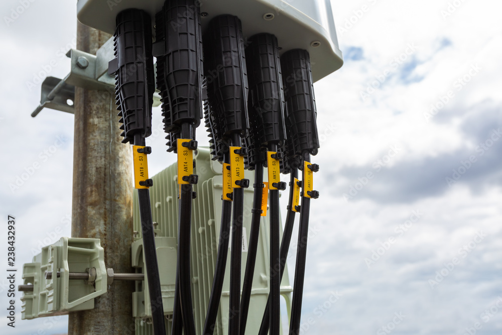 Panel antenna of GSM DCS UMTS LTE bands and outdoor remote radio unit ...