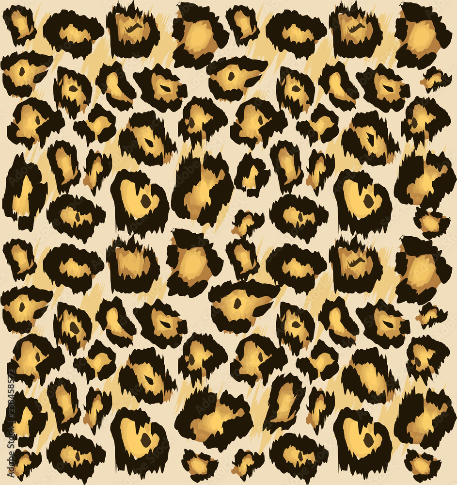 Leopard Cheetah skin seamless pattern, vector. Stylized Spotted Leopard ...