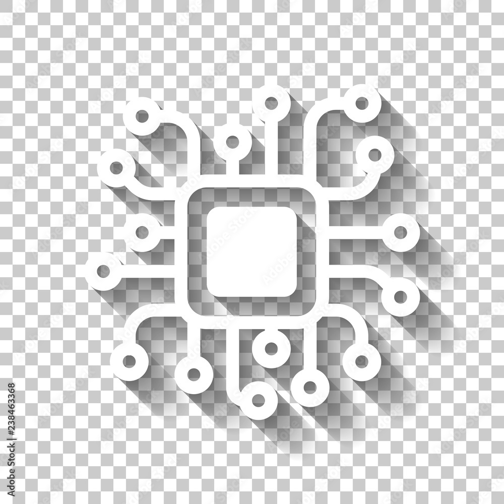 Processor chip, computer microchip, cpu chipset. Technology icon. White ...