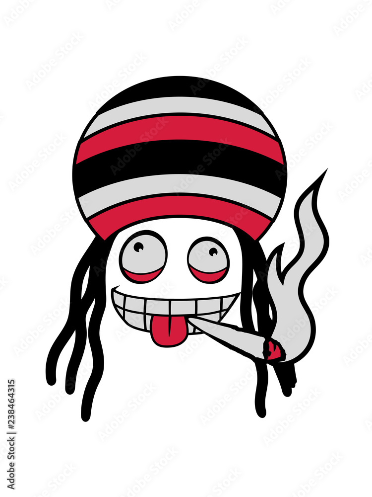 Stock-Illustration „stoned bekifft raggae jamaika kiffen joint weed ...