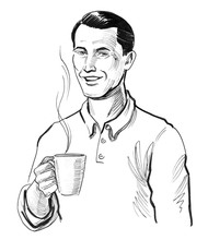 Man Drinking Coffee Illustration Free Stock Photo - Public Domain Pictures