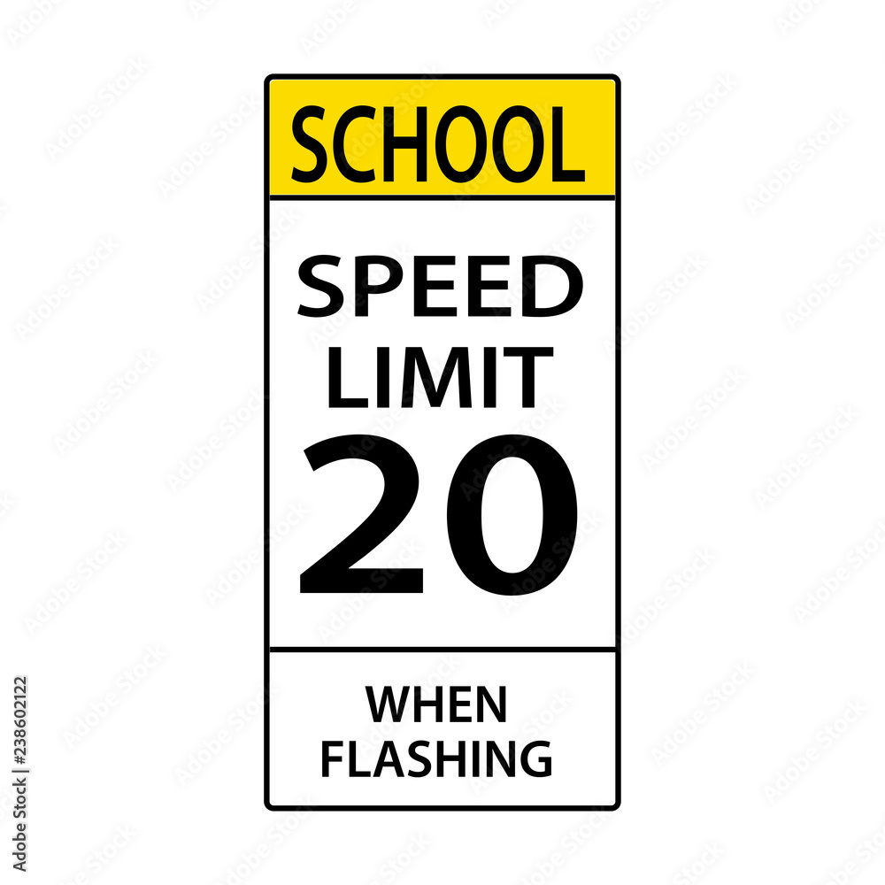 USA traffic road sign. school speed limit. vector illustration Stock ...