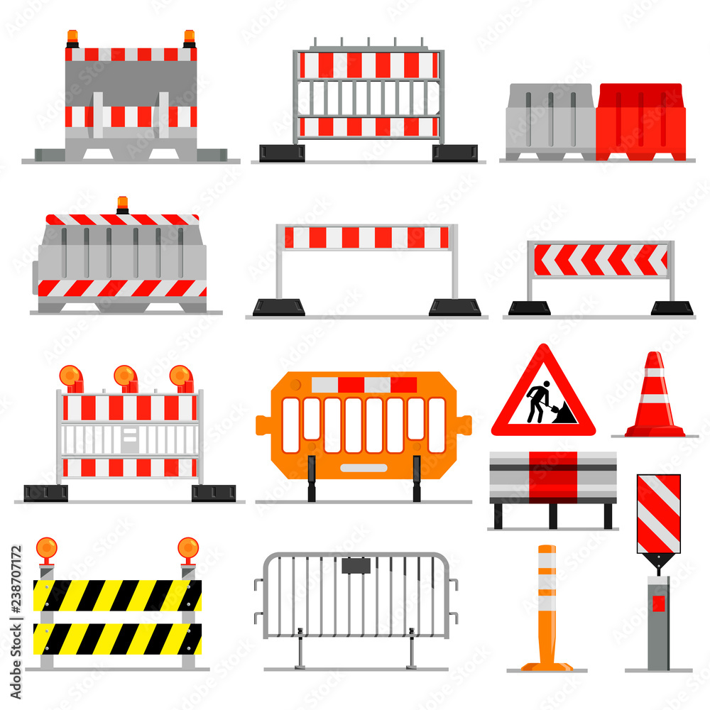 Road barrier vector street traffic-barrier under construction warning ...