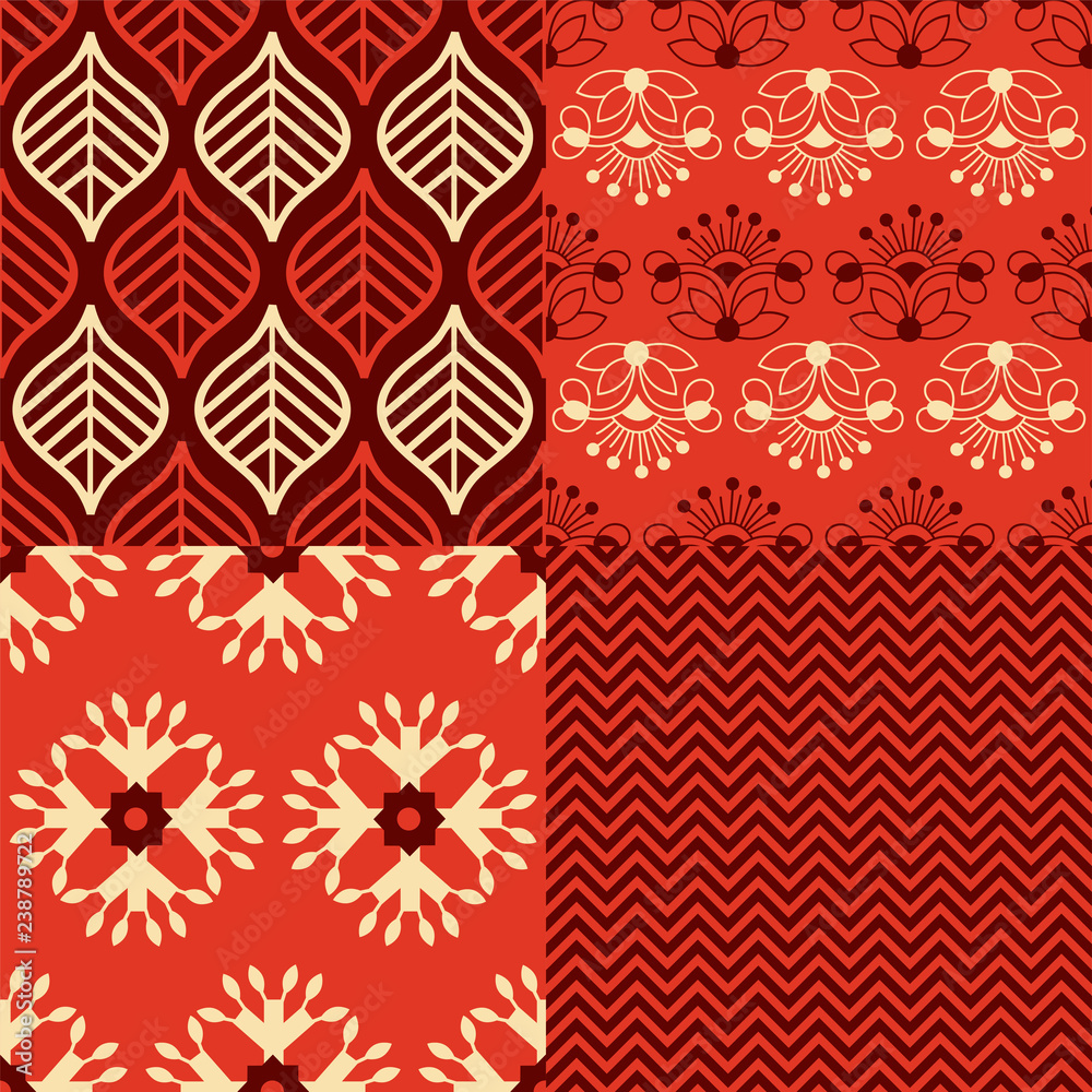Set of 4 tileable Indian themed Patterns. Collection of Traditional ...