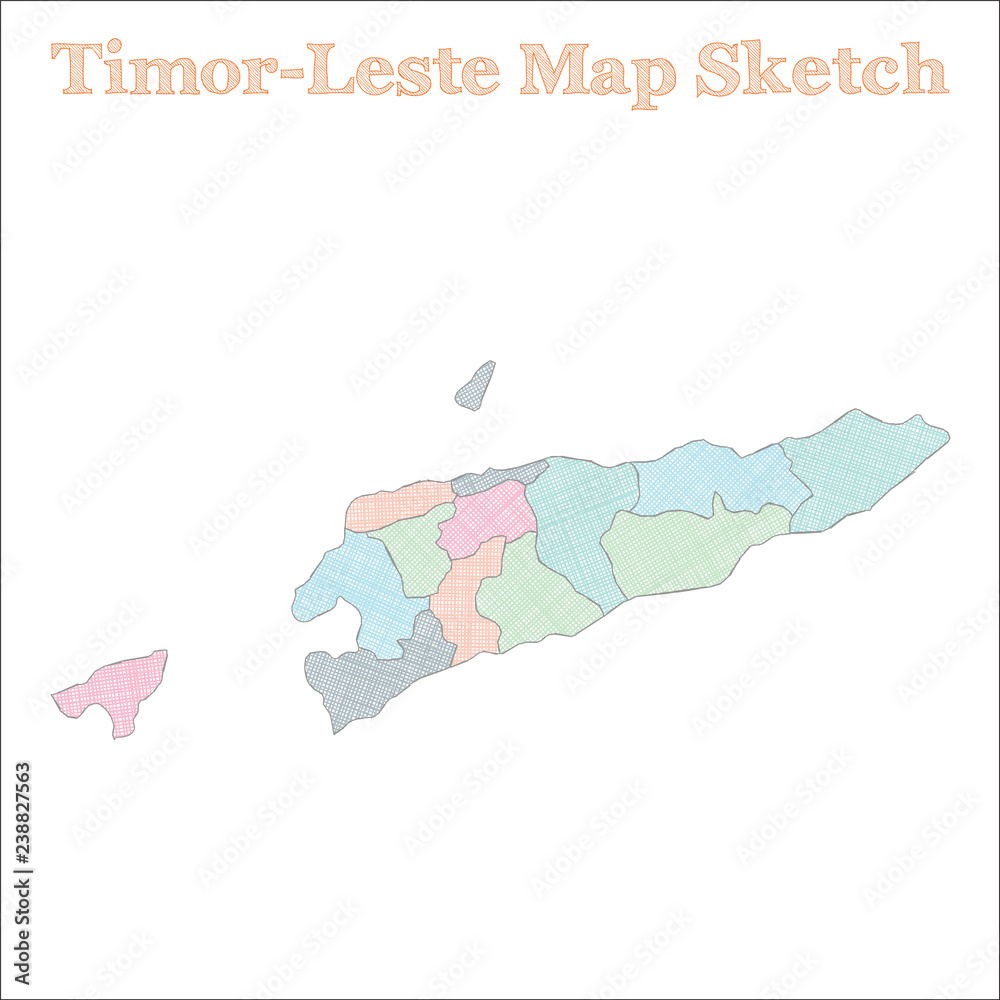 Timor-Leste map. Hand-drawn country. Dramatic sketchy Timor-Leste map ...