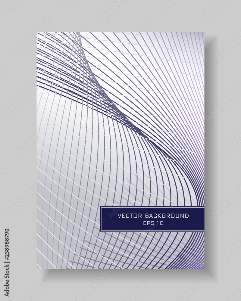 Vector de Stock Book cover vector template. Blue S-shaped pattern on ...