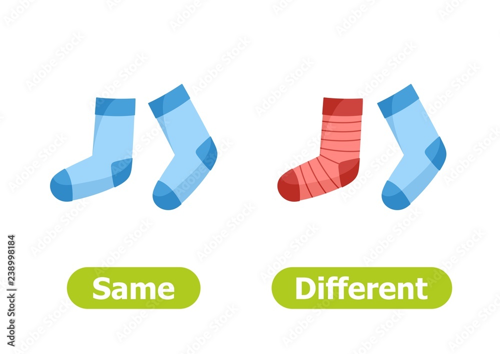 Vector antonyms and opposites. Same and Different. Illustrations on ...