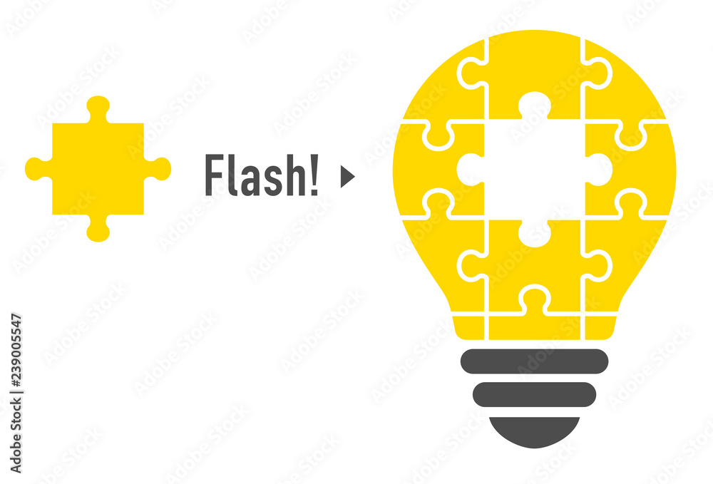 Puzzle light bulb (flash) Stock Vector | Adobe Stock