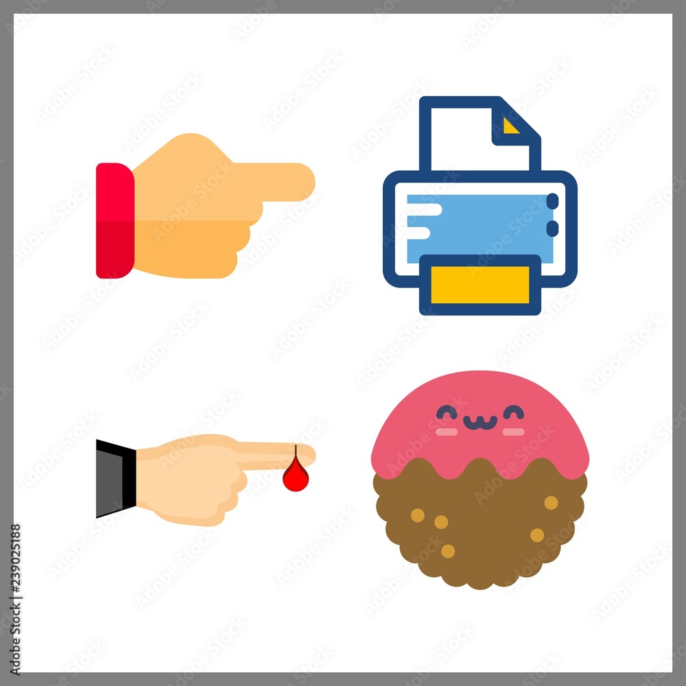 4 finger icon. Vector illustration finger set. meatball and printer ...