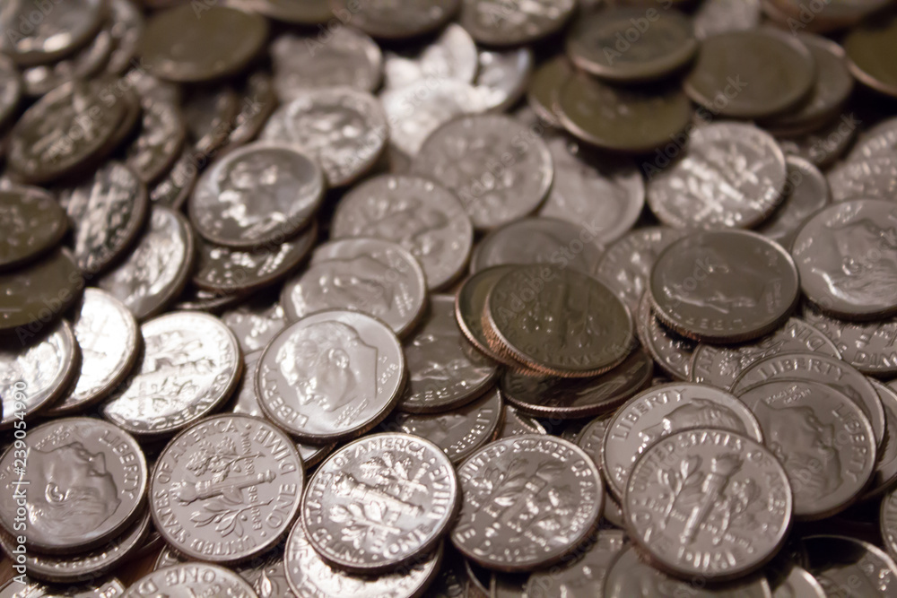 Pile of dimes Stock Photo | Adobe Stock
