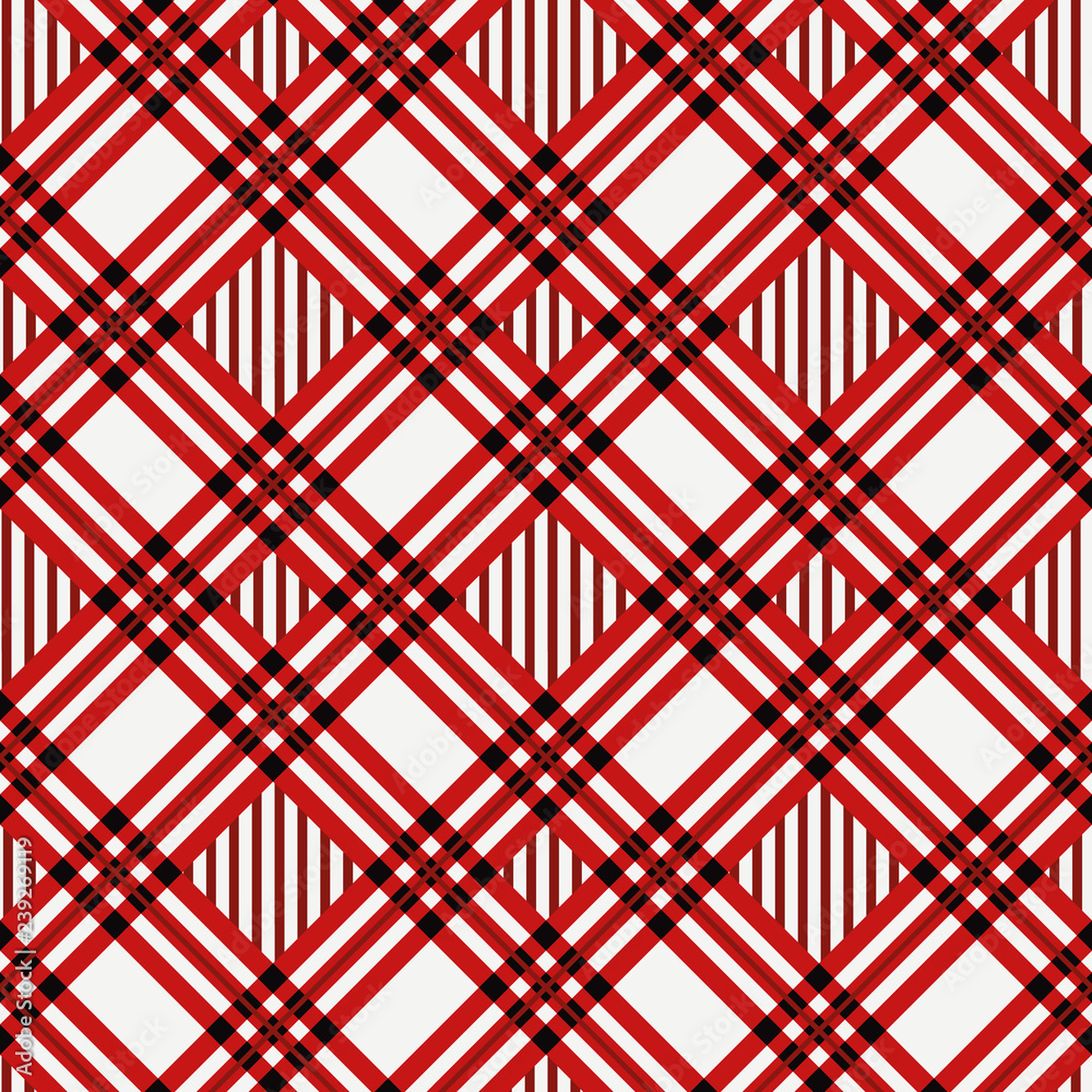 Menzies tartan red kilt diagonal fabric texture seamless pattern.Vector ...