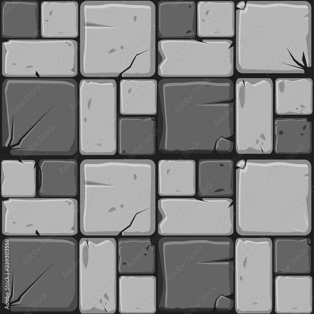 Texture of gray stone tiles, seamless background stone wall. Vector ...
