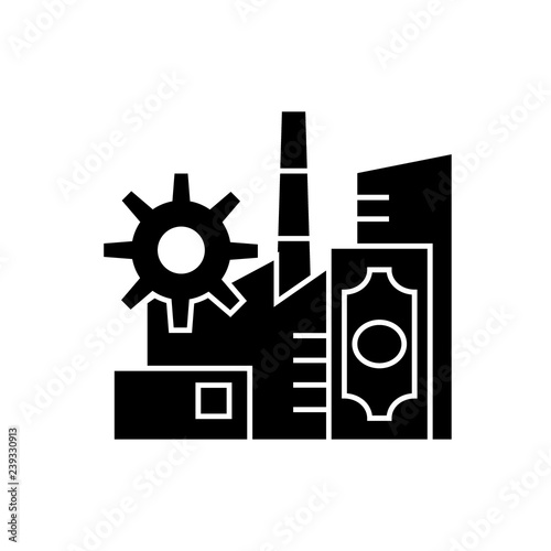 Business industry black vector concept icon. Business industry flat ...