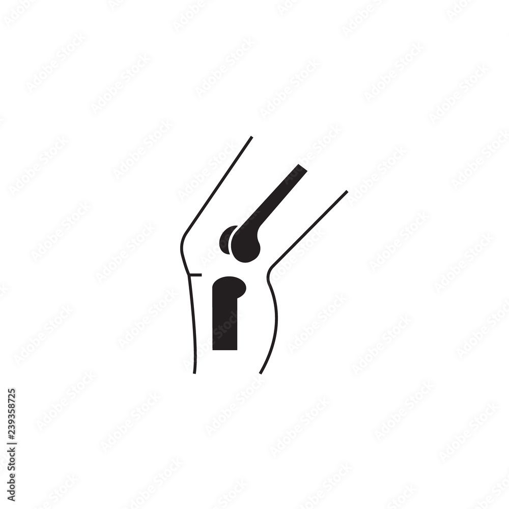Knee dislocation black vector concept icon. Knee dislocation flat ...