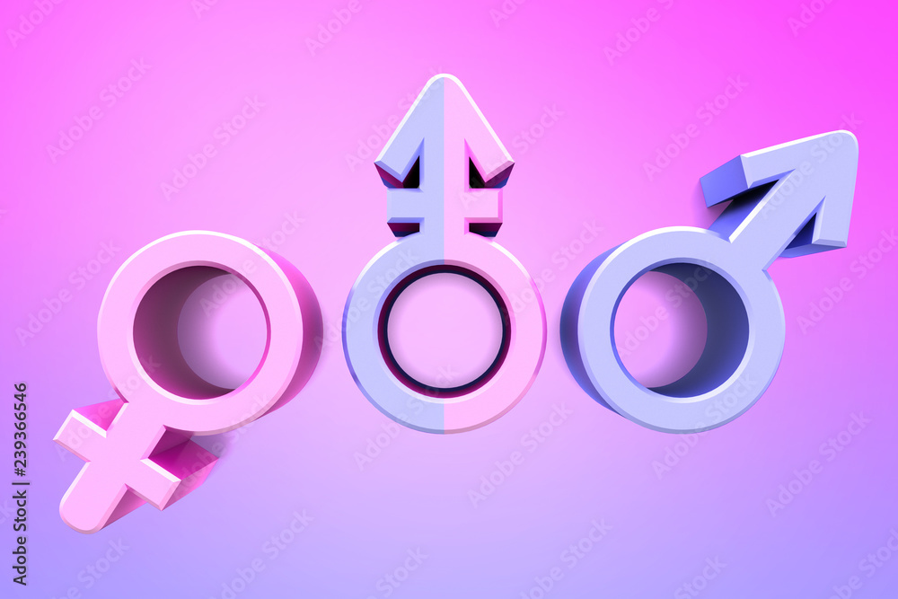 Venus and Mars signs. Symbols of gender concept design. 3D illustration ...