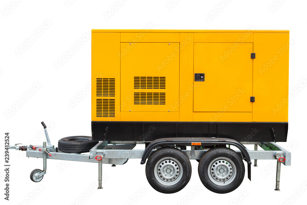 Mobile diesel generator for emergency electric power isolated on white ...