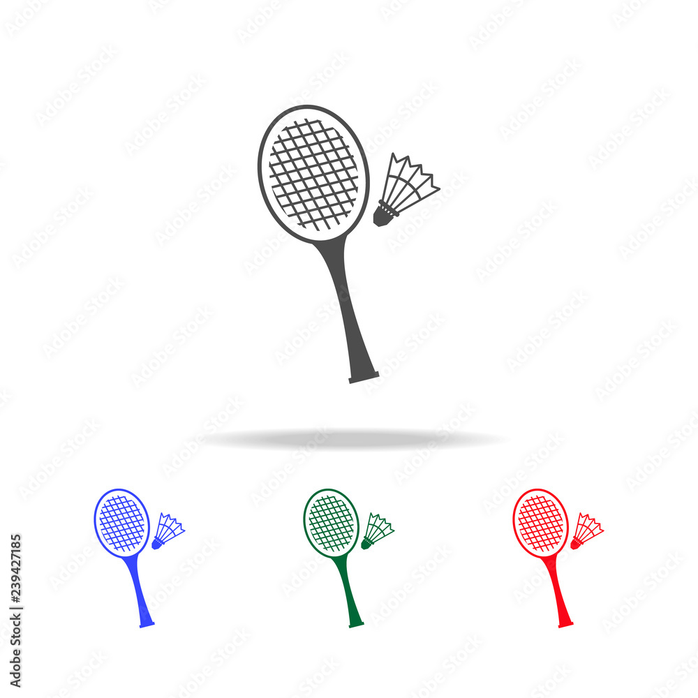 Badminton icons. Elements of sport element in multi colored icons ...
