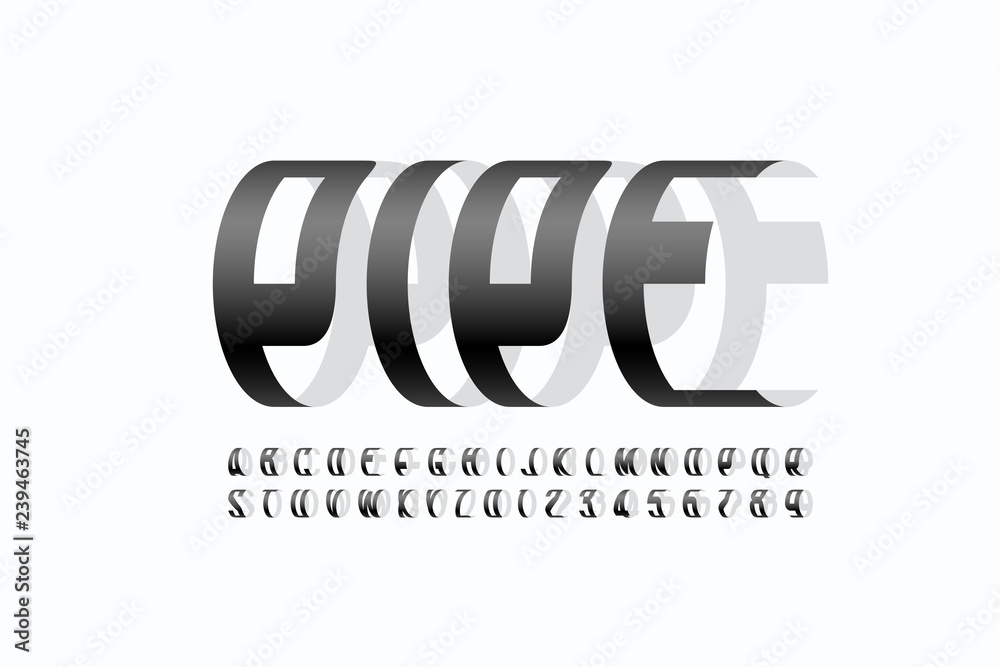Modern font Pipe, three-dimensional alphabet letters and numbers Stock ...