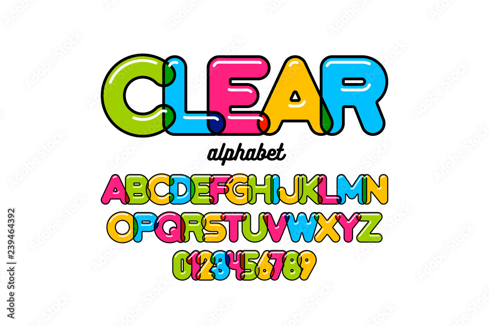 Modern colorful font design, alphabet letters and numbers Stock Vector ...