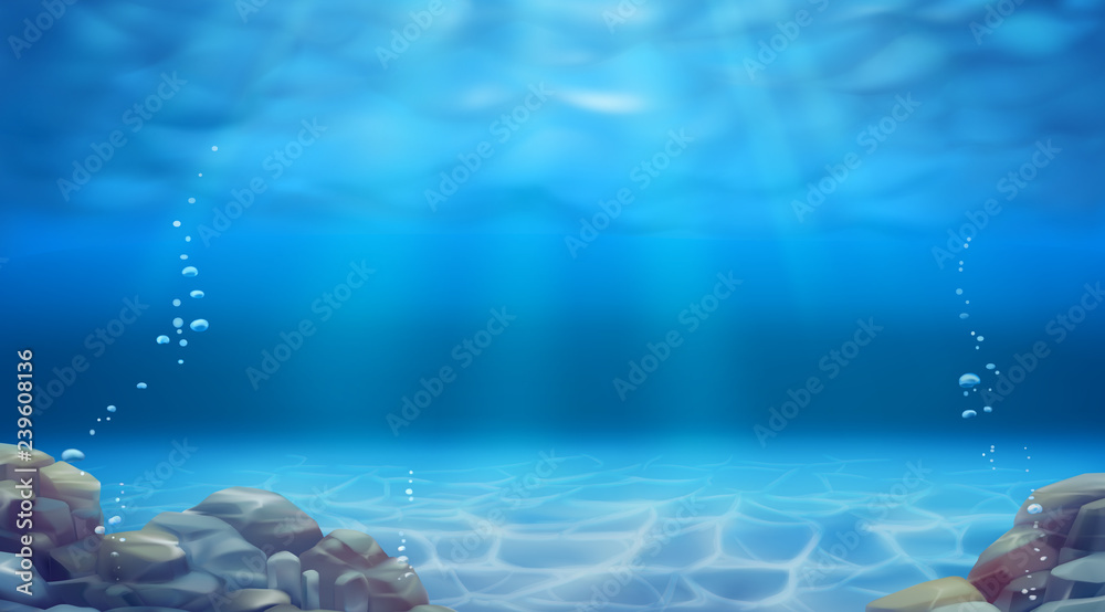 Underwater landscape. Realistic vector background Stock Vector | Adobe ...