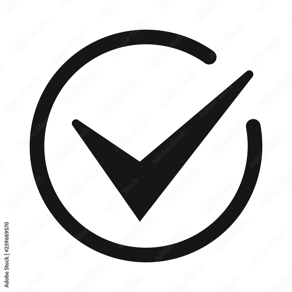 Tick icon vector symbol, checkmark isolated on white background. Check ...
