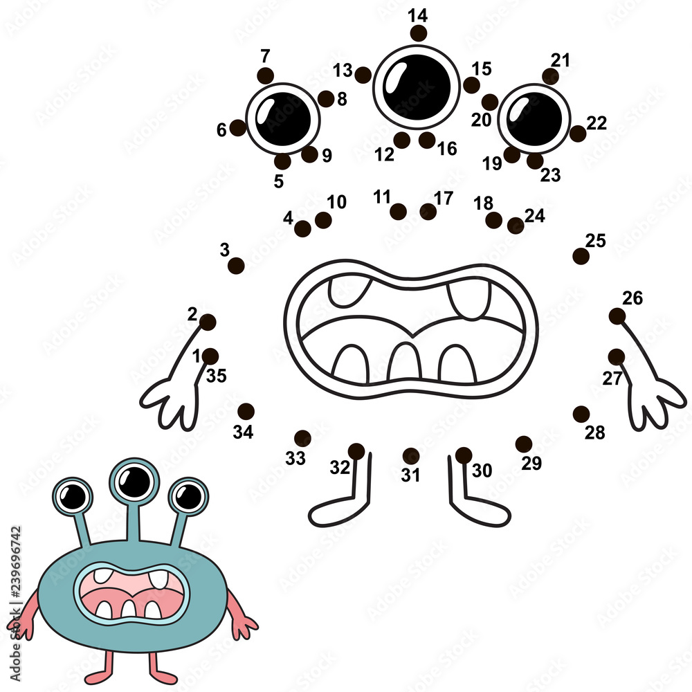 Educational game connect the dots to draw a monster. Great for ...