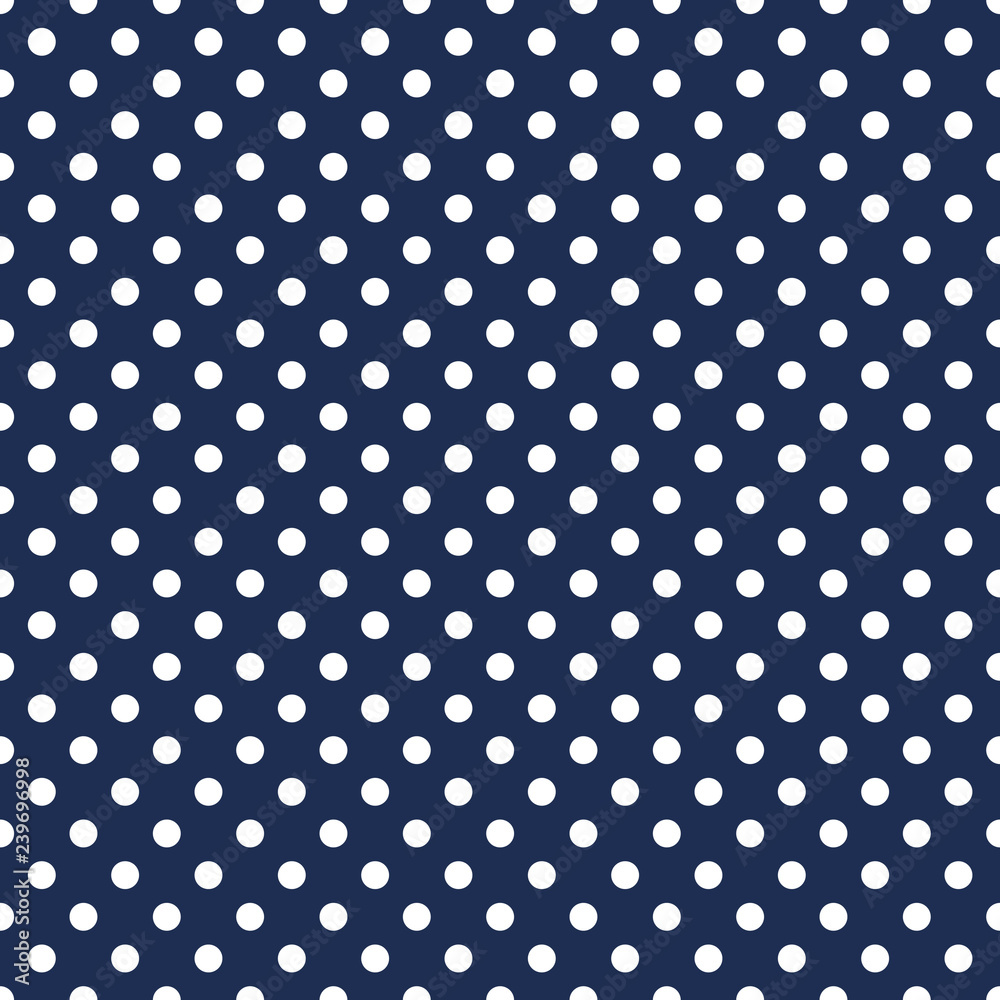 Seamless Navy Blue & White Polka Dot Pattern Stock Illustration | Adobe ...