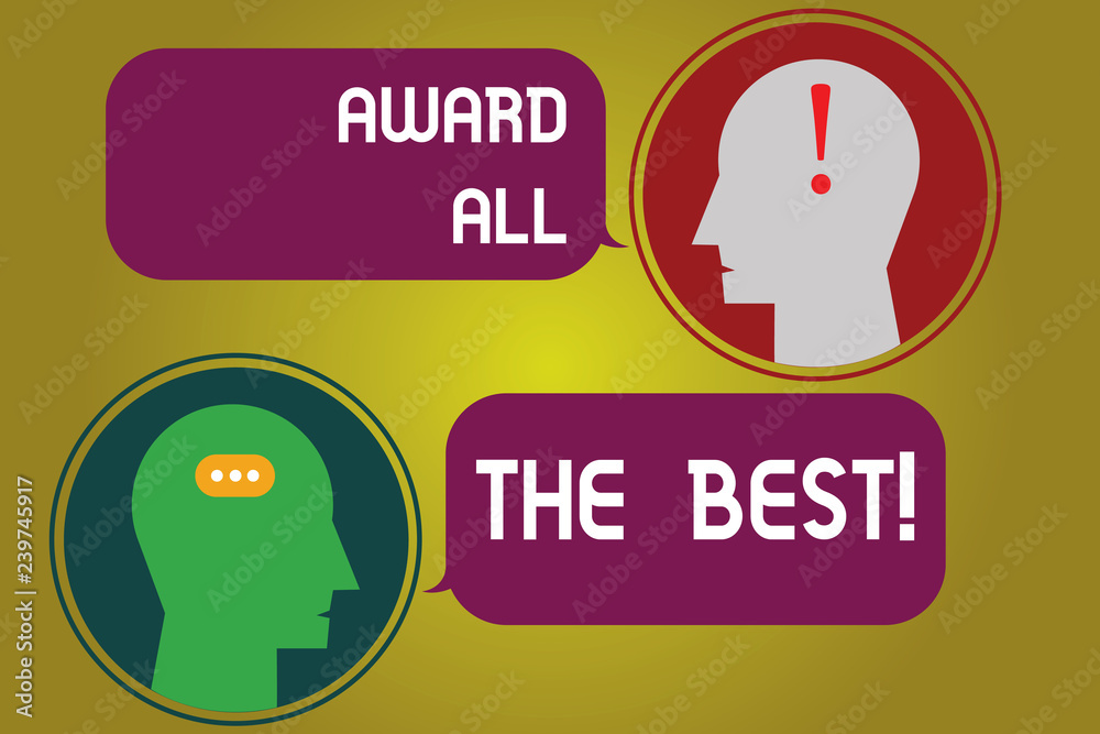 Text sign showing Award All The Best. Conceptual photo Recognize good ...