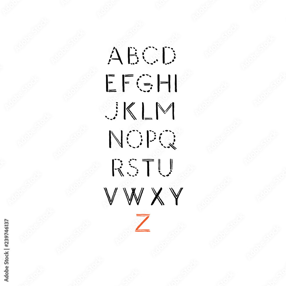 Hand drawn decorative font. Modern letters, display font. Alphabet ...