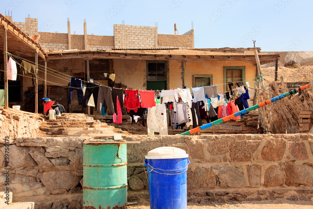 Peruvian home. Poverty in Peru, external and internal roads Stock Photo ...
