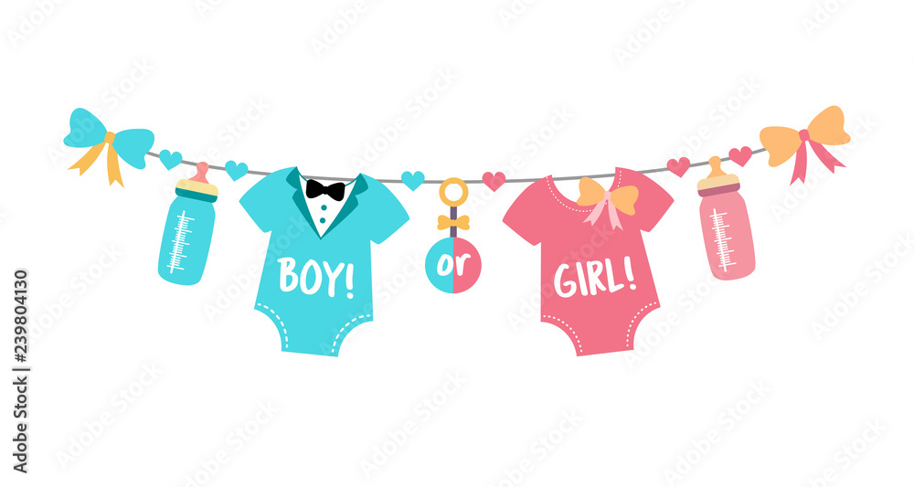 Gender reveal party, baby shower, boy or girl Stock Vector | Adobe Stock