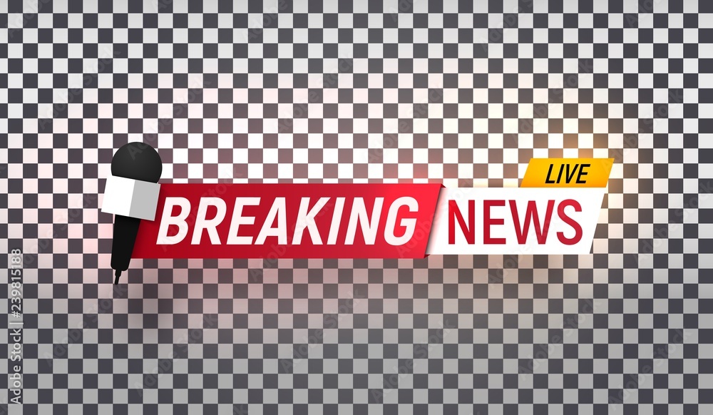 Isolated vector heading of Breaking news. Template title bar of news on ...