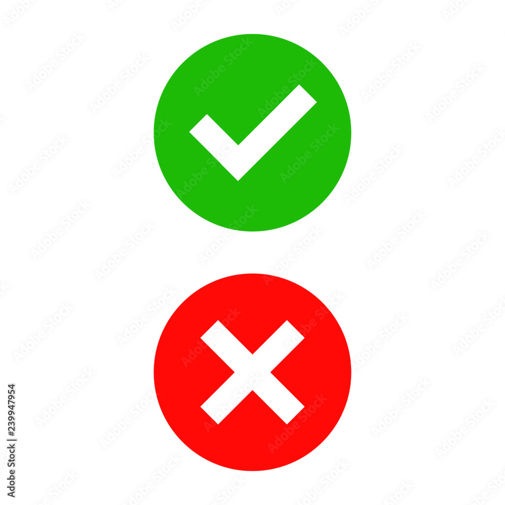 Green tick and red cross icon. Stock Vector | Adobe Stock