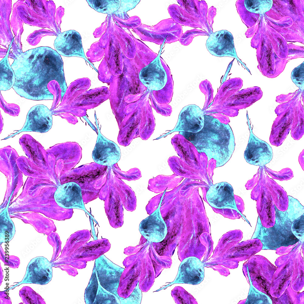 Watercolor Vegan Pattern. Seamless Hand Drawn Vegetables. Healthy Food ...