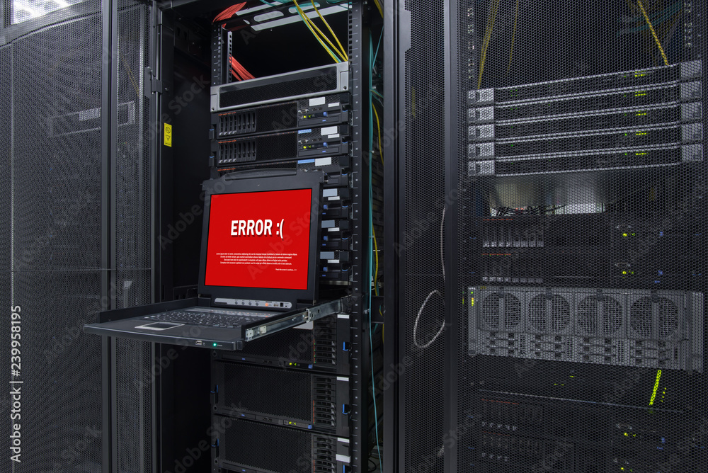 KVM OSD On screen display on Server rack in Data Center Server room ...