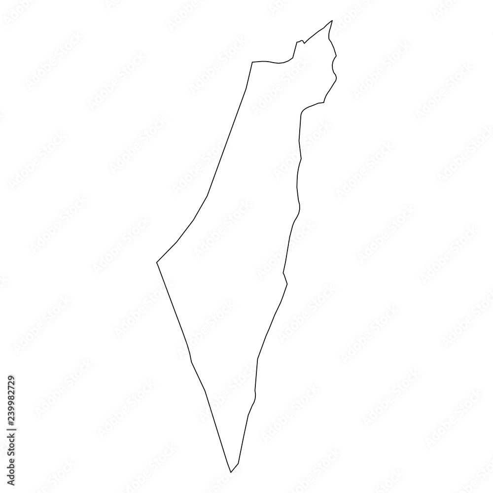 Israel - solid black outline border map of country area. Simple flat ...