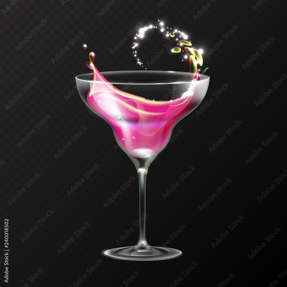 Realistic cocktail cosmopolitan glass vector illustration on ...