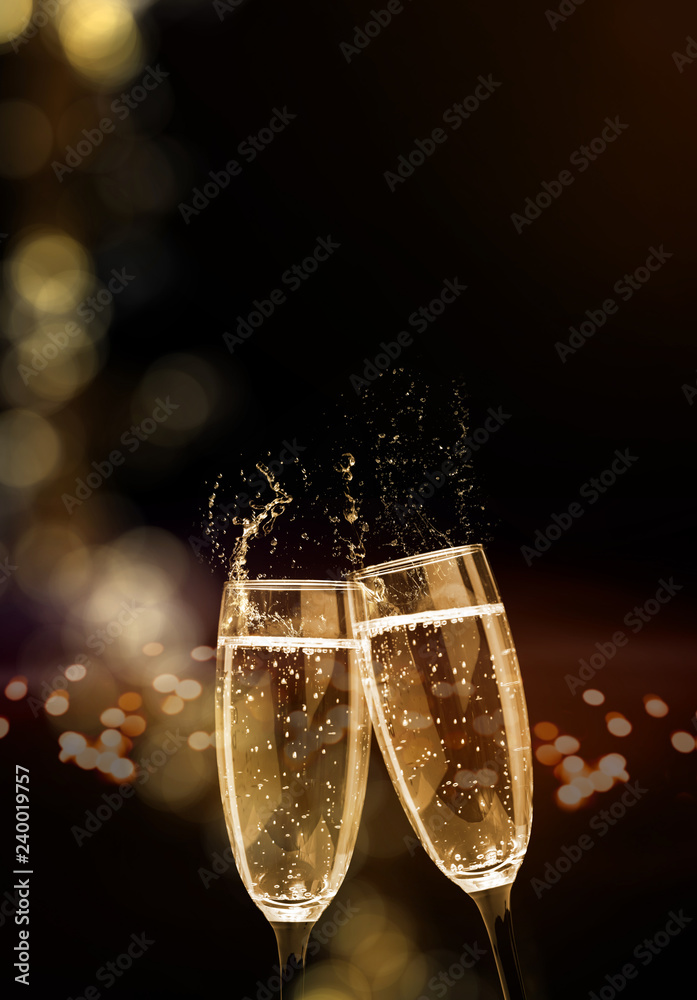 Sparkling wine, champagne, glasses, New Year's Eve, Cheers New Year ...