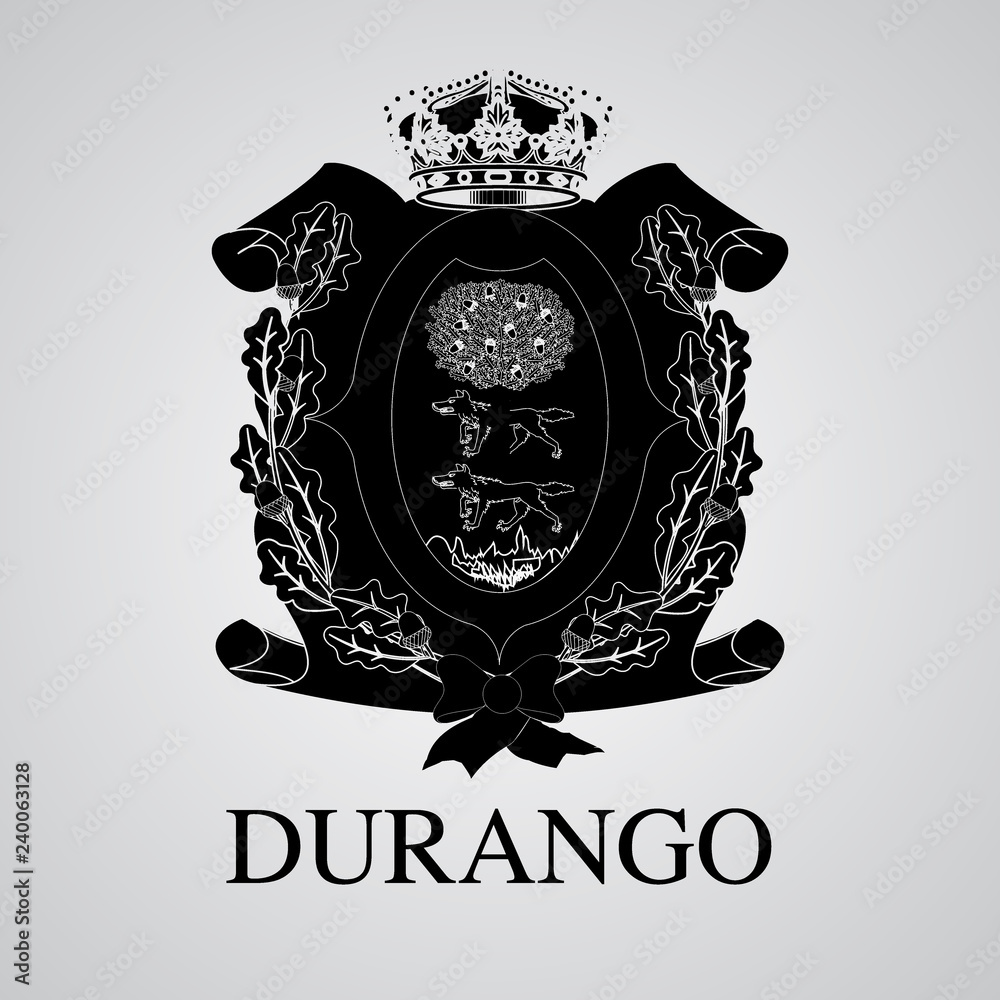 เวกเตอร์ Stock Silhouette of of Durango Coat of Arms. Mexican State ...