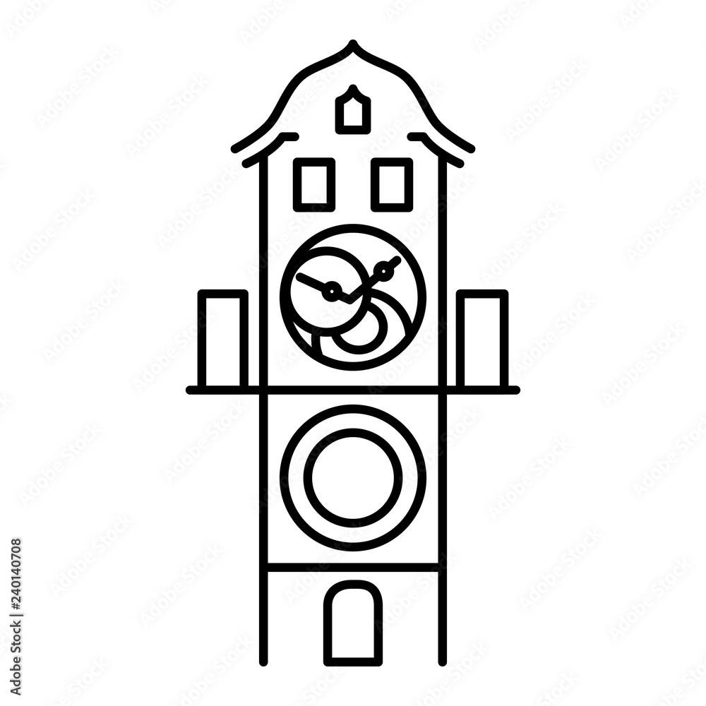 Prague astronomical clock isolated icon simple black outline Stock ...
