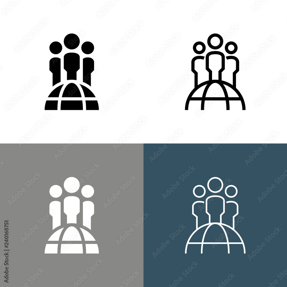 Global Team Icon Set Stock Vector | Adobe Stock