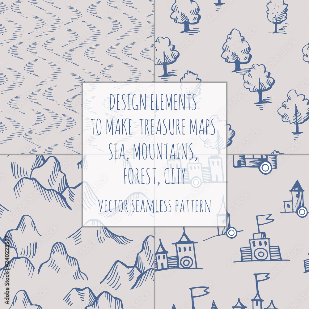 Example design elements to make your own fantasy or treasure maps ...