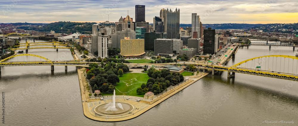 Downtown Pittsburgh Aerial View Stock Photo | Adobe Stock