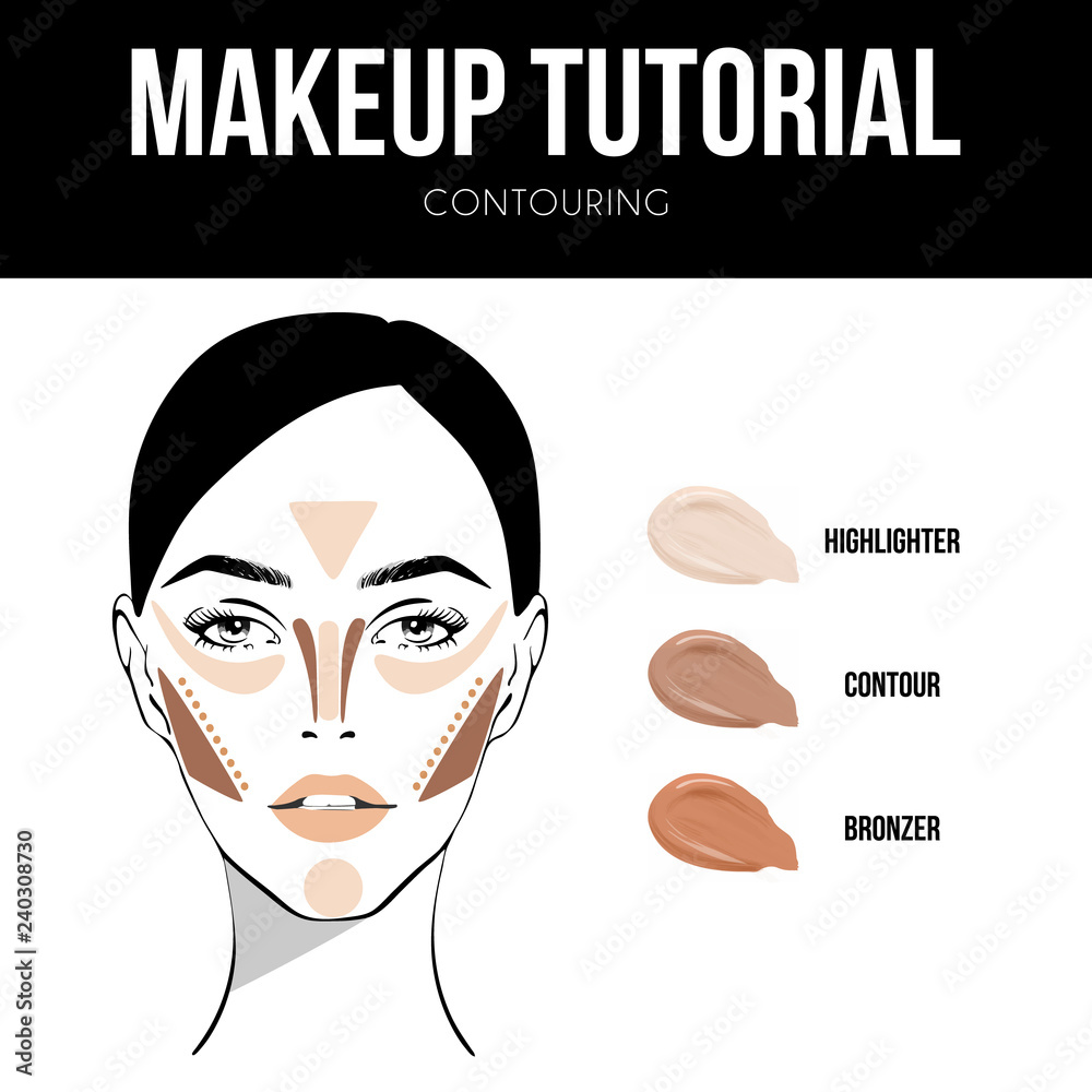 Makeup tutorial Contouring. Contour and highlight, bronze and contour ...