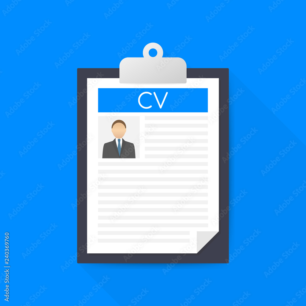 Clipboard with man silhouette icon. Curriculum vitae, job application ...