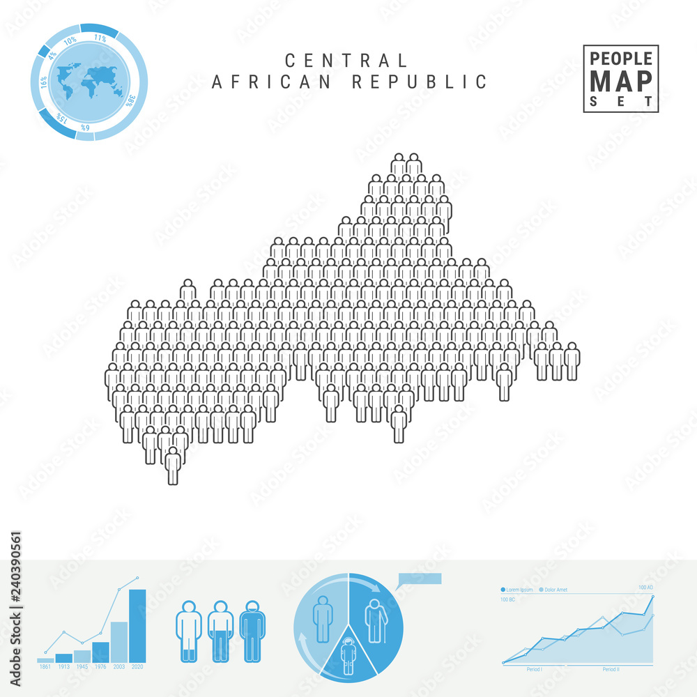Central African Republic People Icon Map. Stylized Vector Silhouette of ...