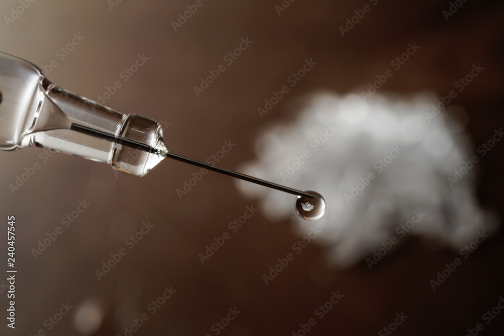 Hard crystal drugs and prohibited substances, syringes, cooked heroine ...