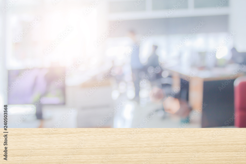 Businessmen blur in the workplace or work space of laptop on table in ...