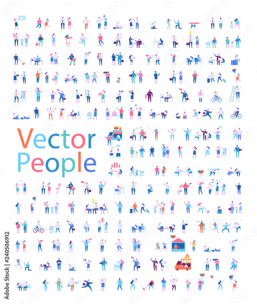 Different people characters big vector set. Flat vector illustration ...