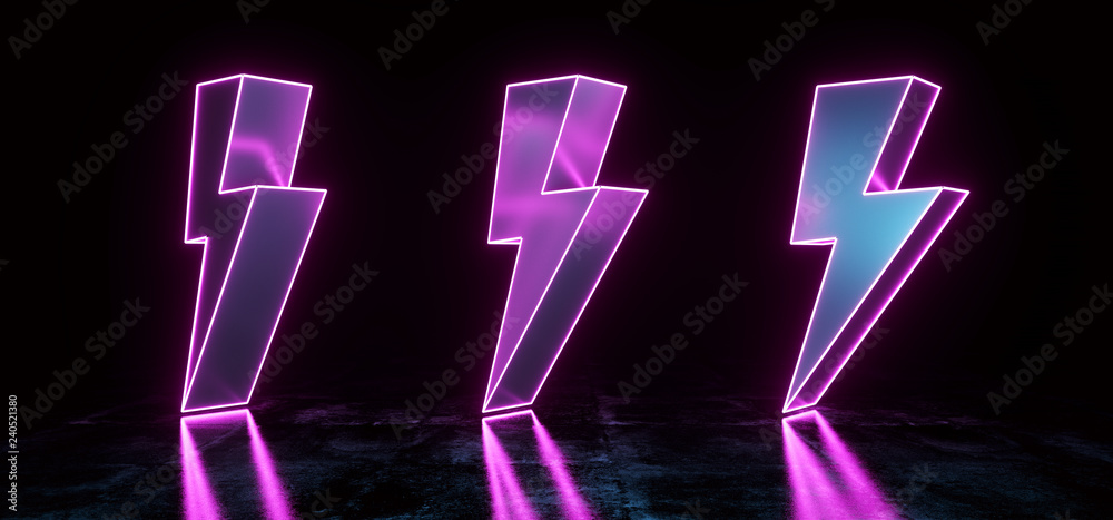 Neon Purple Glowing Futuristic Sci Fi Modern Lightning Bolt High ...